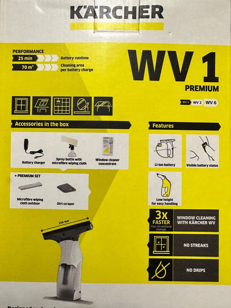 KARCHER WV1 WINDOW VAC, TV & Home Appliances, Vacuum Cleaner ...