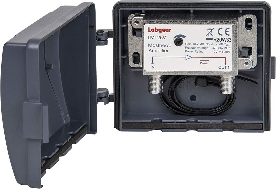 "Labgear UHF TV Masthead Aerial Amplifier 10-25dB Variable gain Signal ...