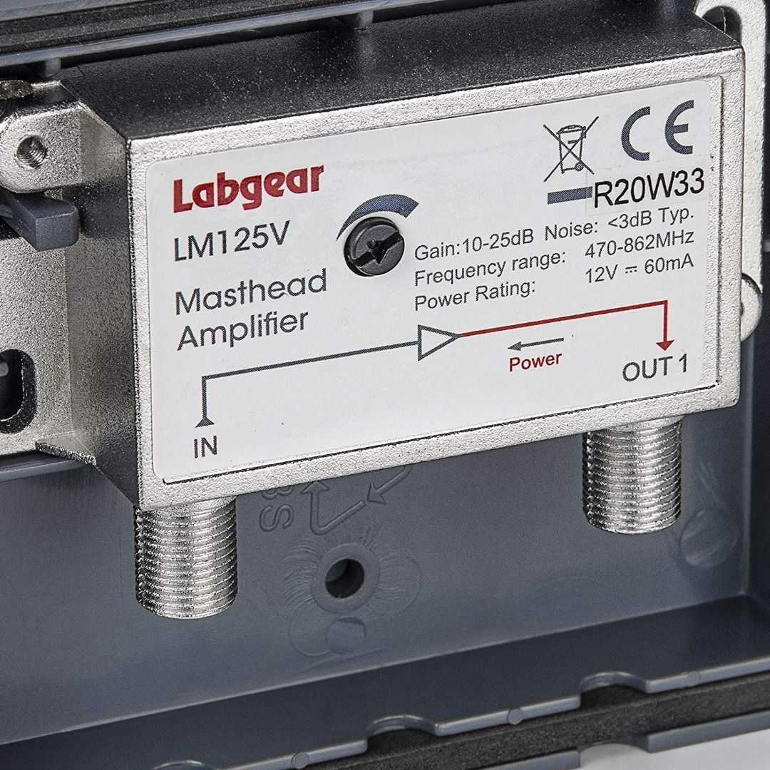 "Labgear UHF TV Masthead Aerial Amplifier 10-25dB Variable gain Signal ...