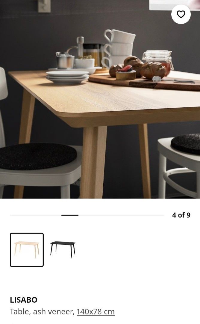 Ikea Table (LISABO) , ash veneer, Furniture & Home Living, Furniture ...