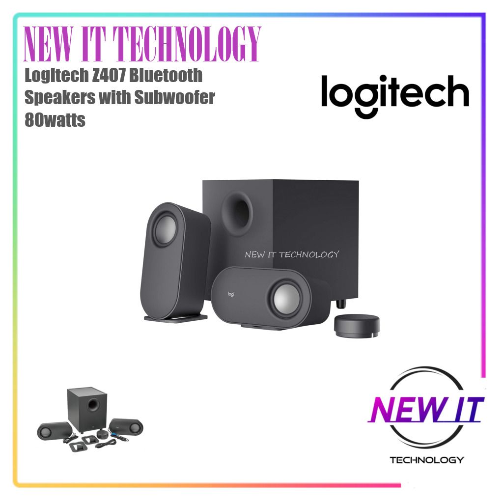Logitech Z407 BLUETOOTH COMPUTER SPEAKERS 80 WATTS WITH SUBWOOFER AND ...