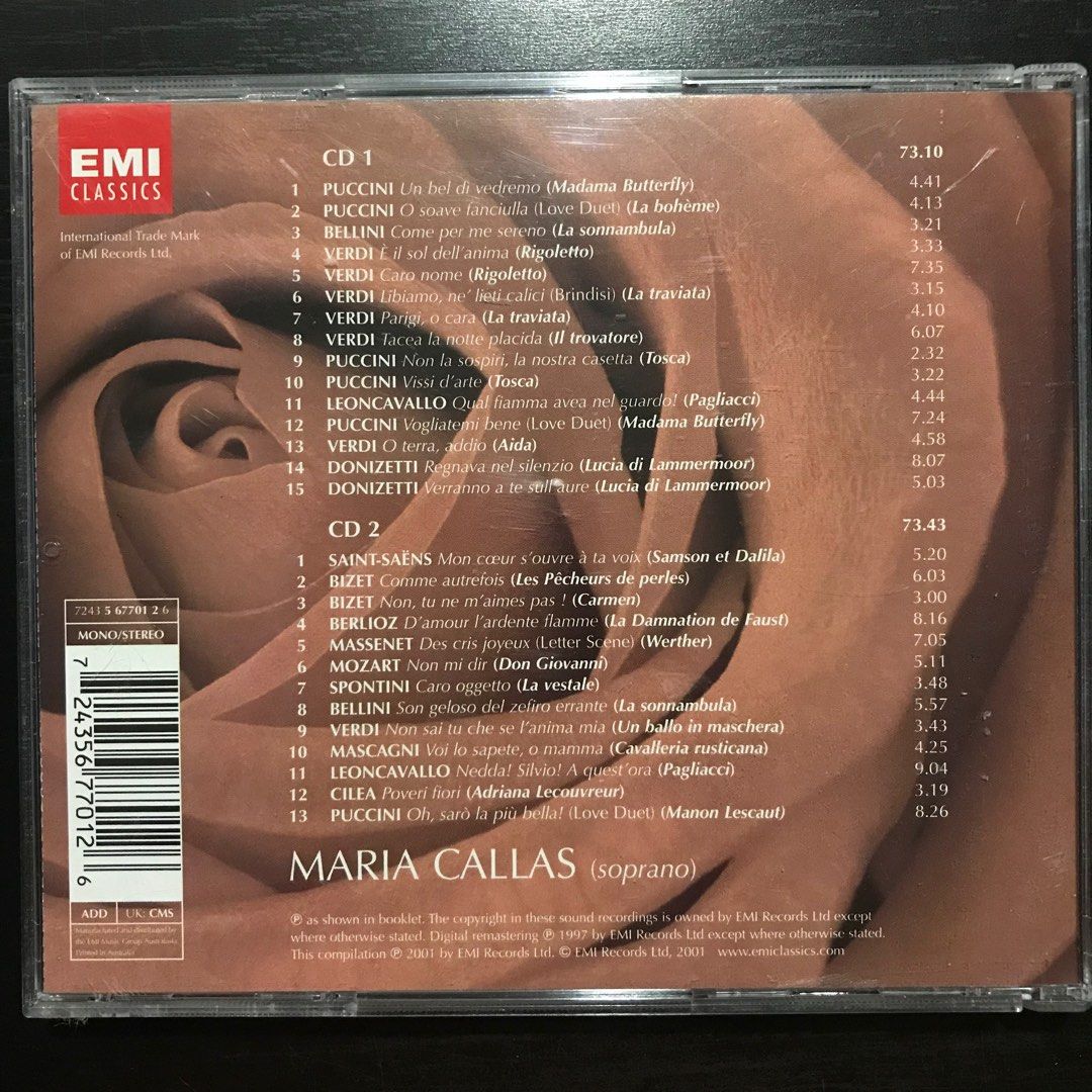 Maria Callas CD (Double Disc) (Box Aus), Hobbies & Toys, Music & Media ...