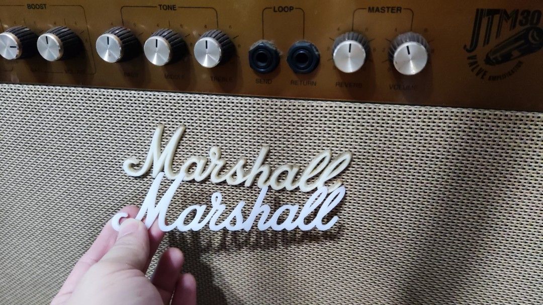 Marshall logo / emblem for guitar amp, Hobbies & Toys, Music & Media ...