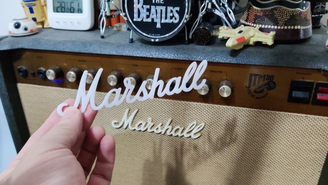 Marshall logo / emblem for guitar amp, Hobbies & Toys, Music & Media ...