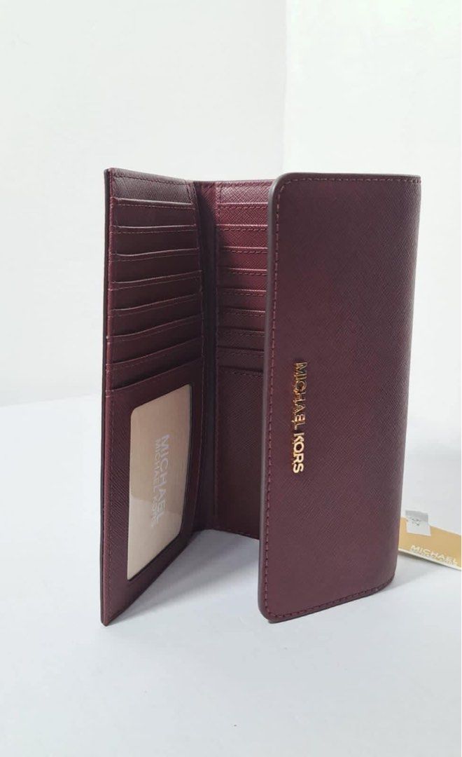 Michael kors large trifold merlot wallet Original, Women's Fashion ...