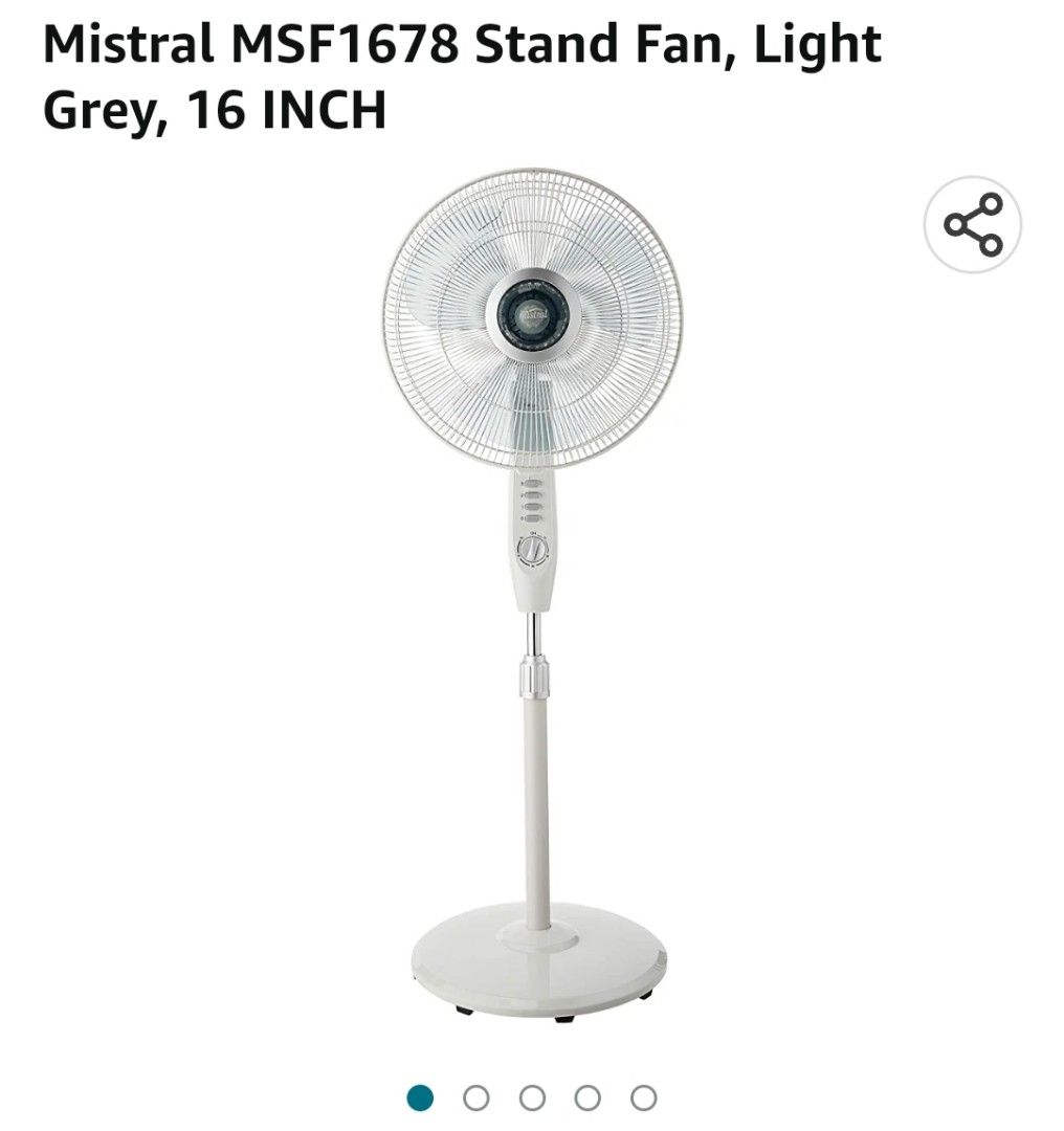 Mistral 16-inch Stand Fan MSF1678, TV & Home Appliances, Other Home ...