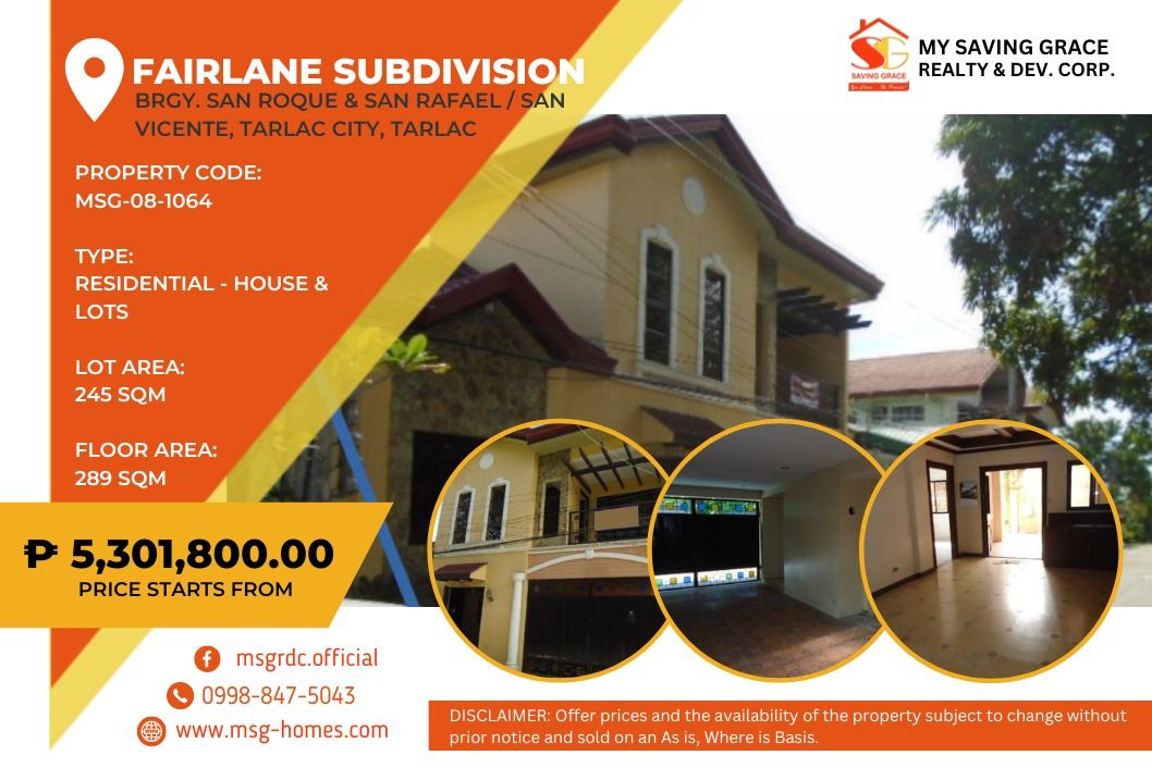 MSG-08-1064: FORECLOSED Residential-House & Lot in Fairlane Subd., Brgy ...