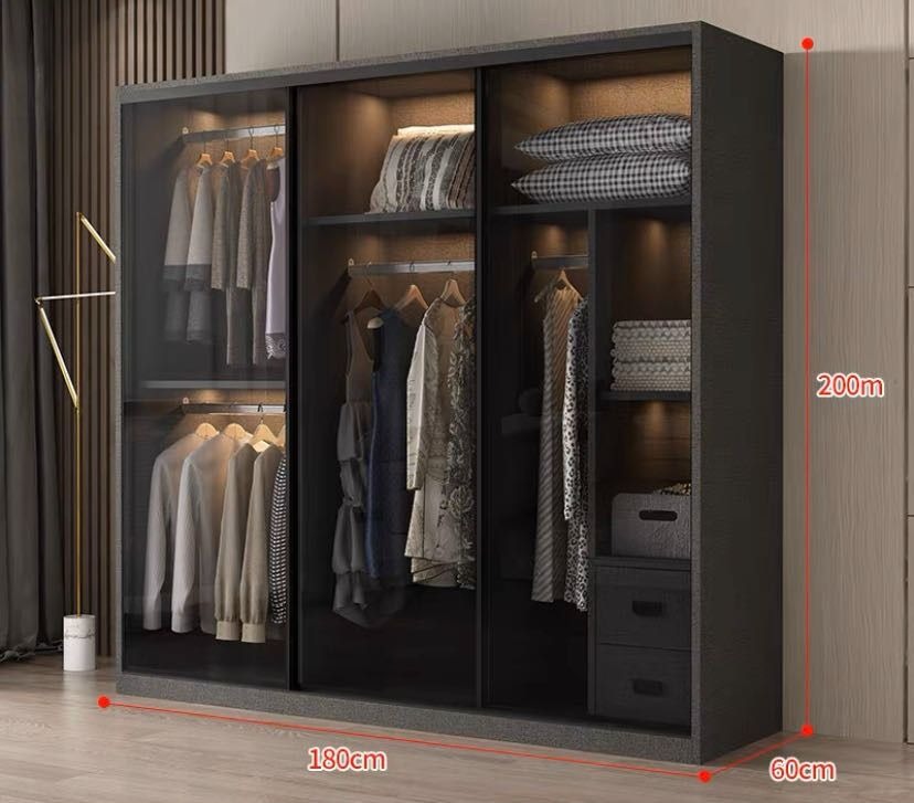Multiple Designs Glass Wardrobe with Multiple Variations, Solid Wood ...