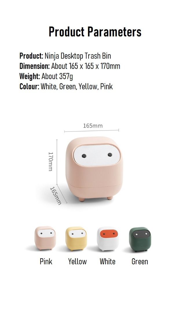 Ninja Desktop Trash Bin Mini Trash Can Table Dustbin Rubbish Bin ...