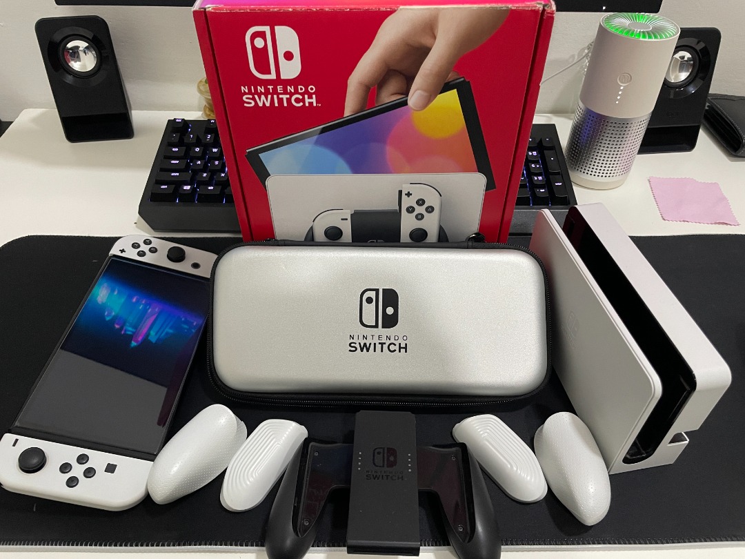 Nintendo Switch OLED w/neo grip + 128GB SD card, Video Gaming, Video ...