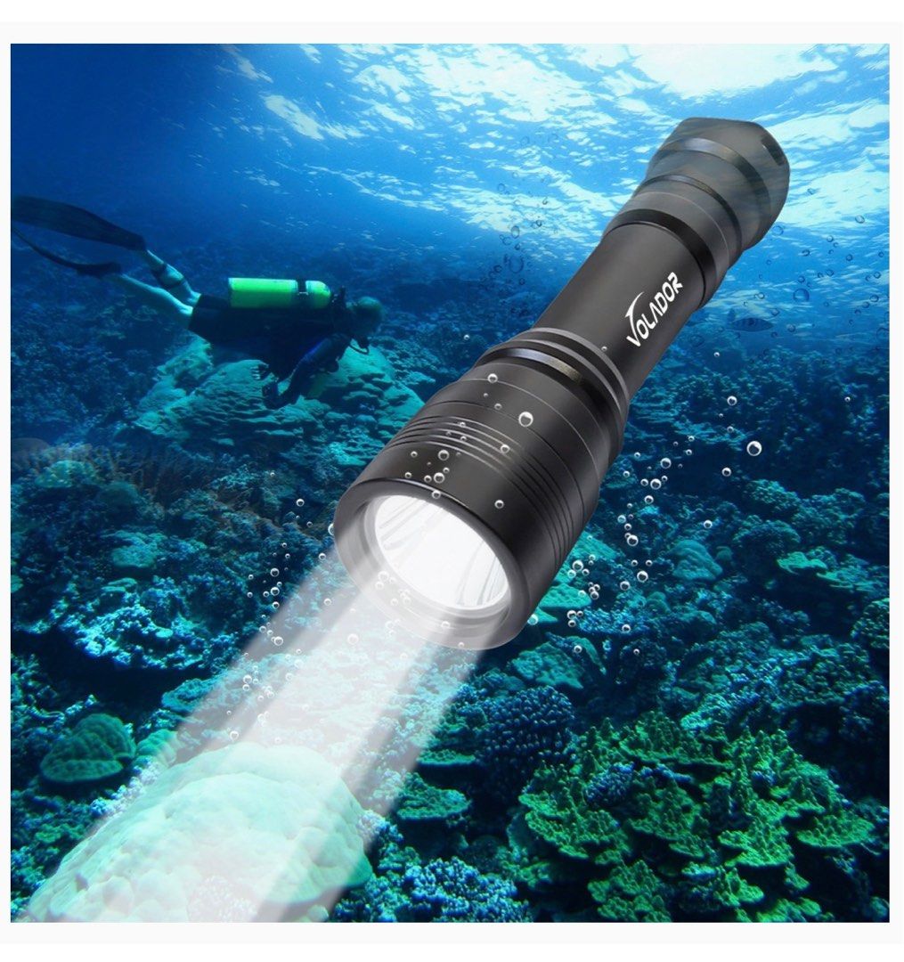 (FREE DELIVERY) VOLADOR Diving Flashlight, 1000 Lumen Waterproof Diving Torch Rechargeable Scuba ...