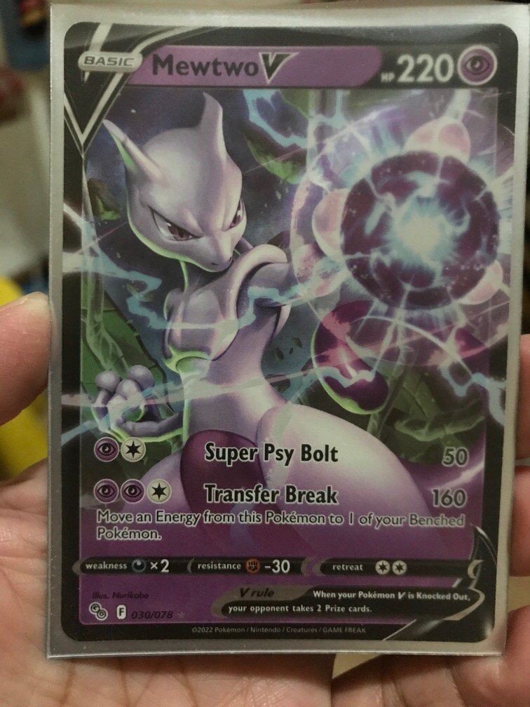 Pokemon cards Basic Mewtwo V, Hobbies & Toys, Toys & Games on Carousell