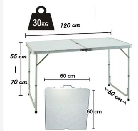PORTABLE HEAVY DUTY ALUMINIUM FOLDABLE TABLE WOODEN TOP 120CM X 60CM ...