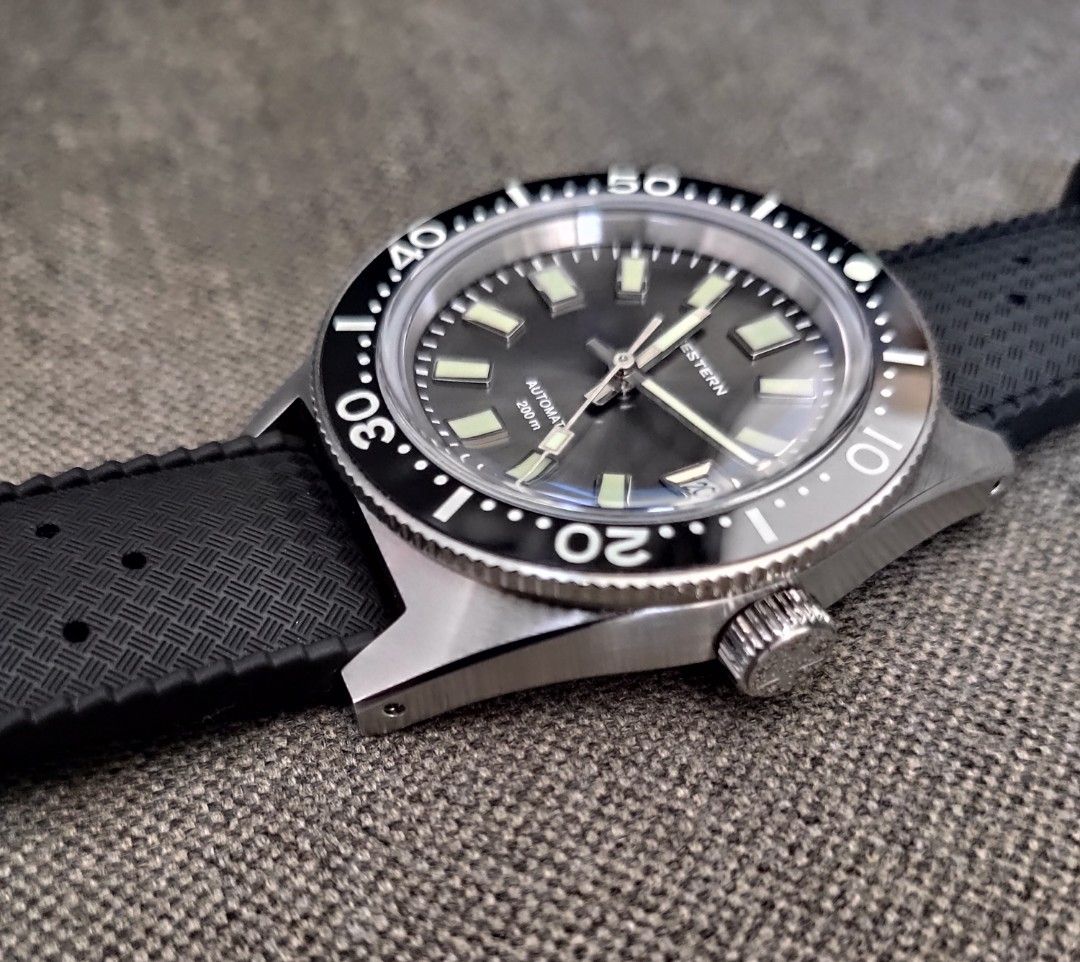 Retail $275 62mas Seestern 38mm Lumed bezel rubber strap, homage to the ...