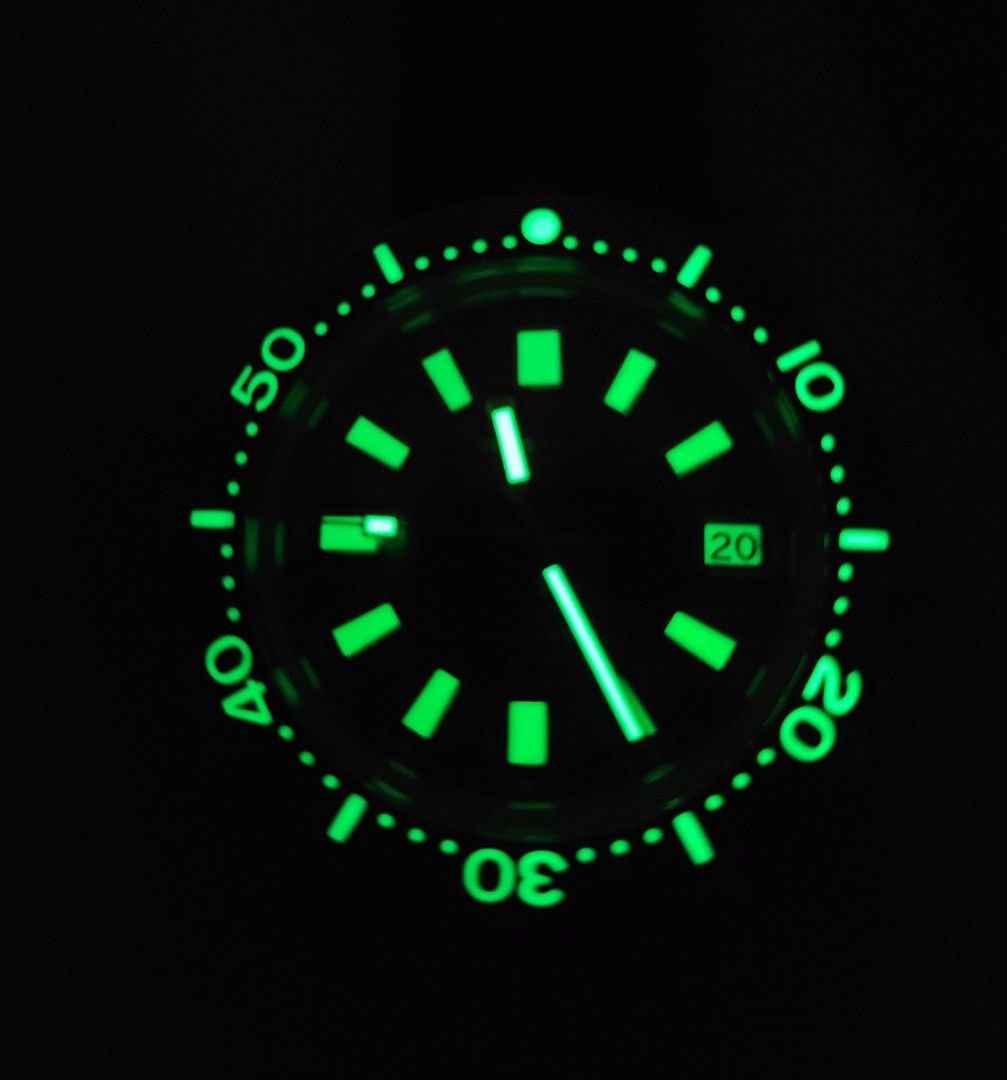 Retail $275 62mas Seestern 38mm Lumed bezel rubber strap, homage to the ...