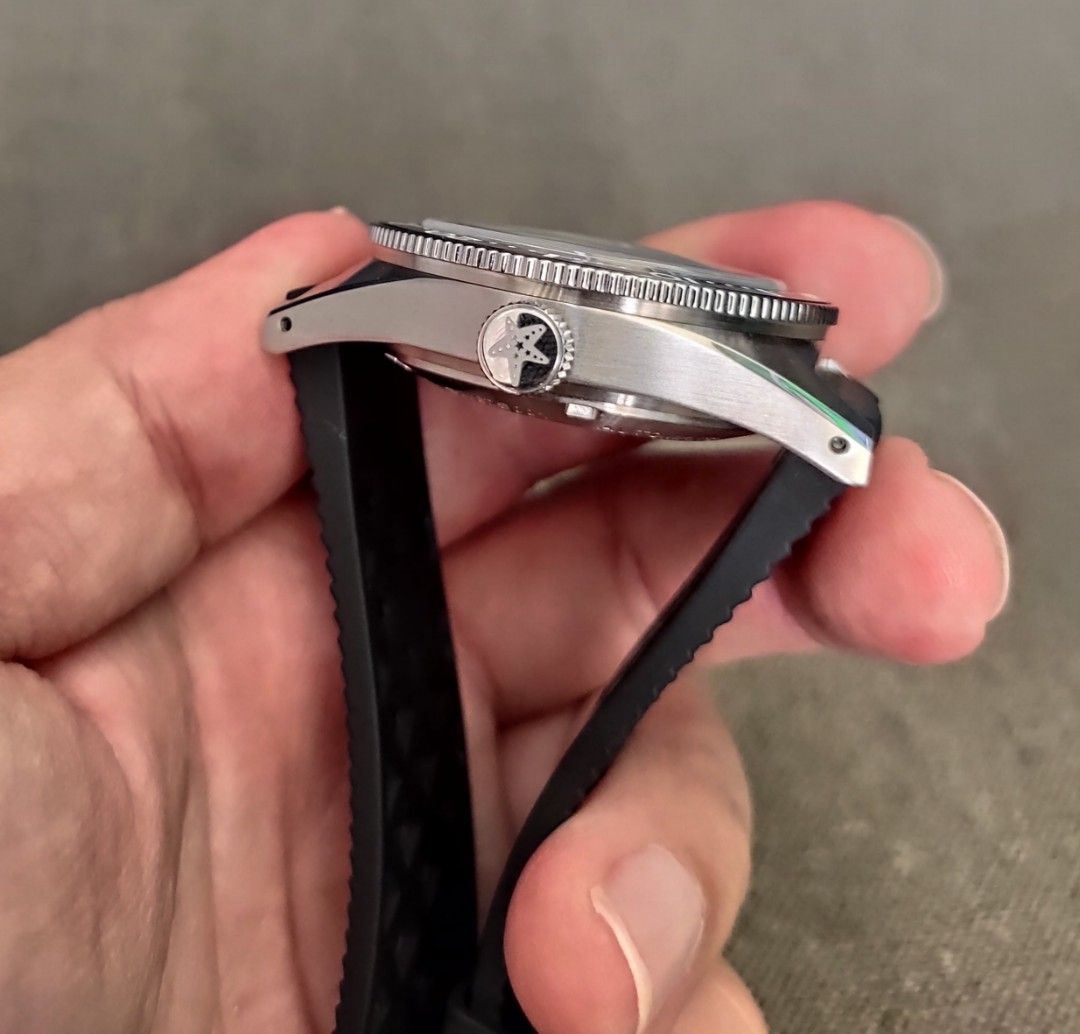 Retail $275 62mas Seestern 38mm Lumed bezel rubber strap, homage to the ...