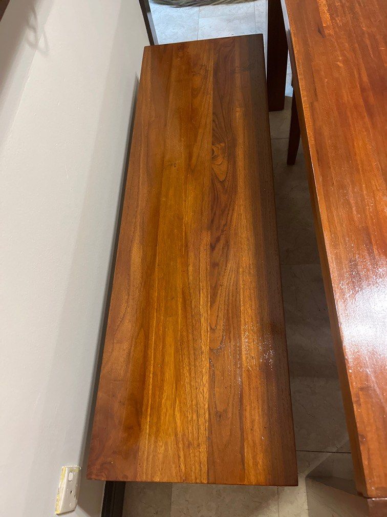 Scanteak teak wood dining table with chairs and bench, Furniture & Home ...