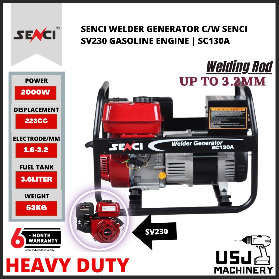 SENCI Welder Generator C/W SENCI SV230 Gasoline Engine SC130A | 6 ...