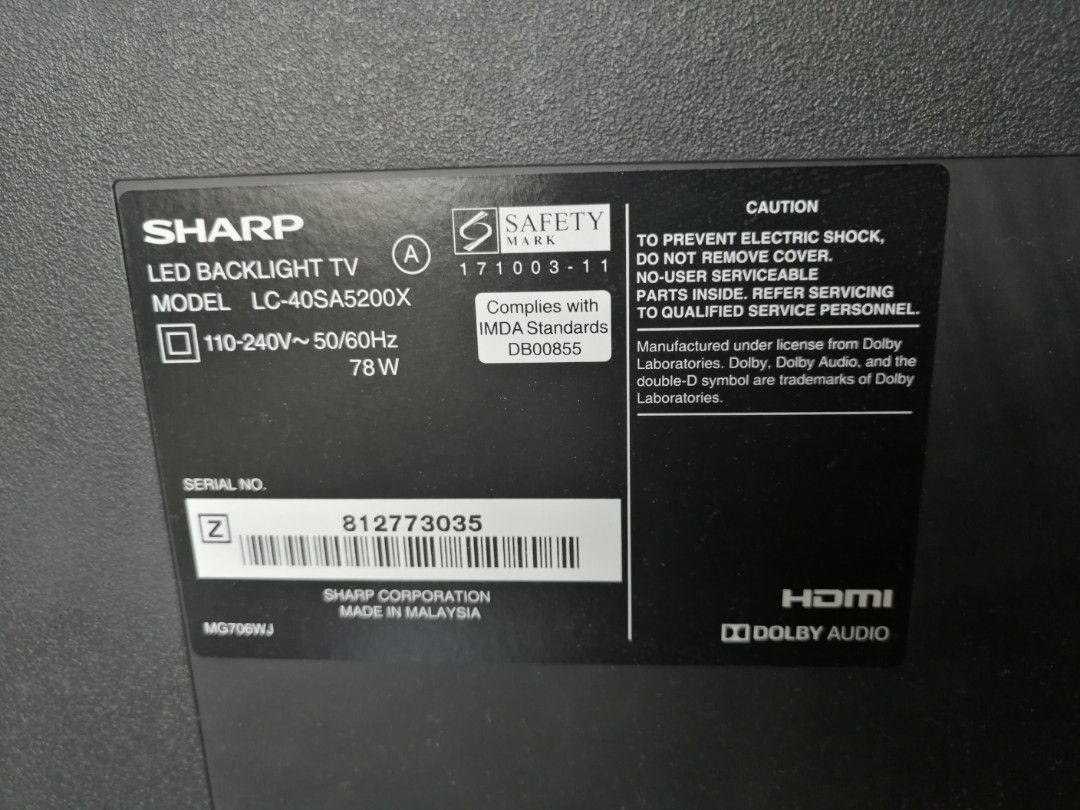 PRICE DROP: Sharp Aquos 40" LED TV, TV & Home Appliances, TV & Entertainment, TV on Carousell