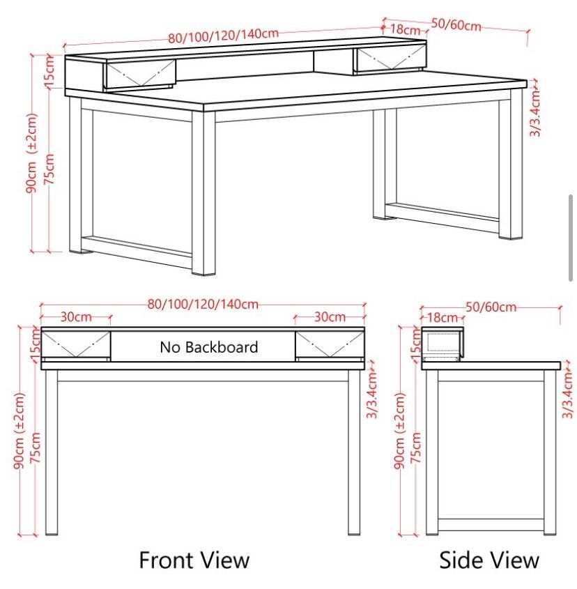 Wood Study Table with Monitor Stand / Storage, Furniture & Home Living ...