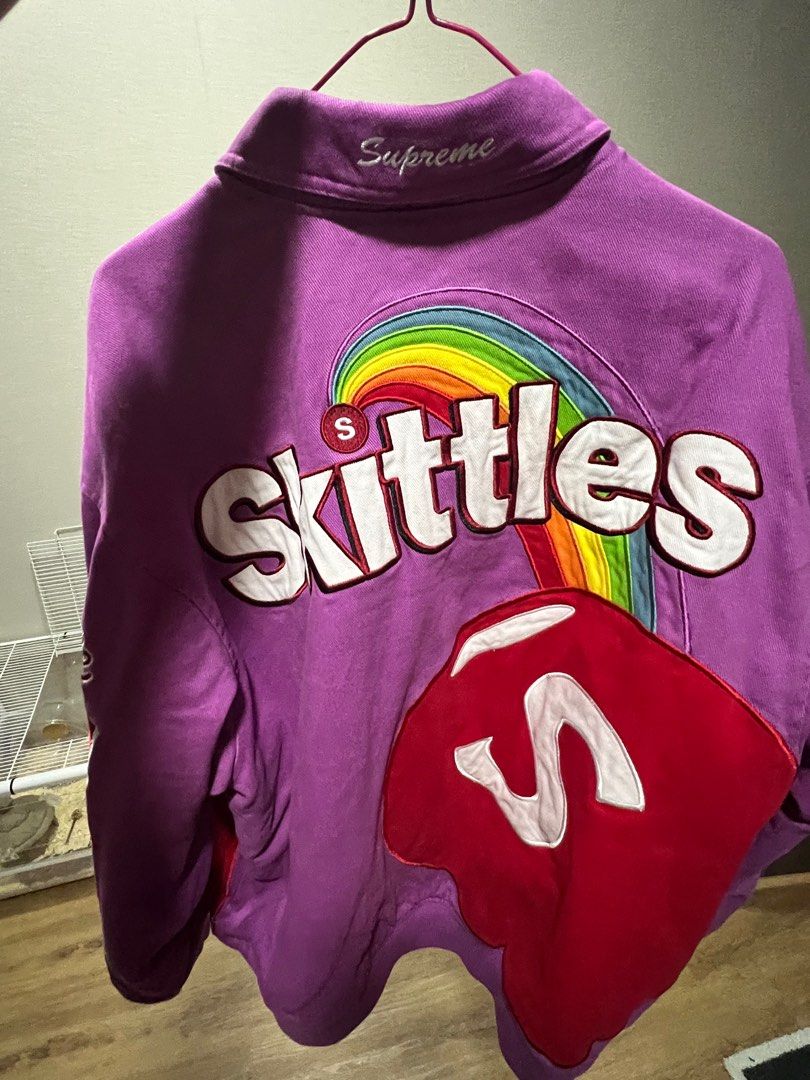 Supreme x Mitchell & Ness Skittles Varsity jacket, Men's Fashion, Tops ...