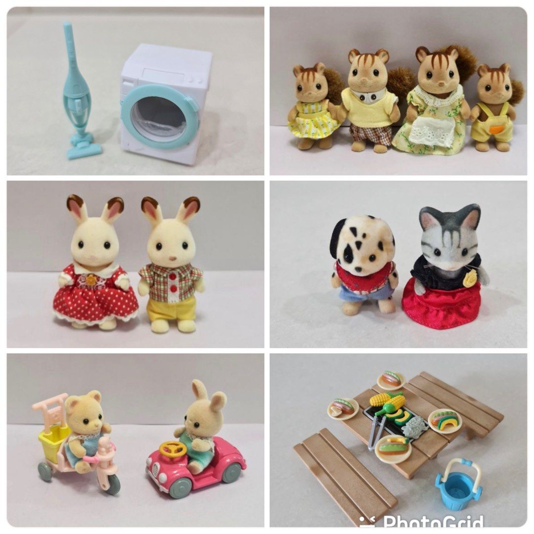 RARE HUGE Sylvanian Families Blue Roof House with Green Car Rabbits ...