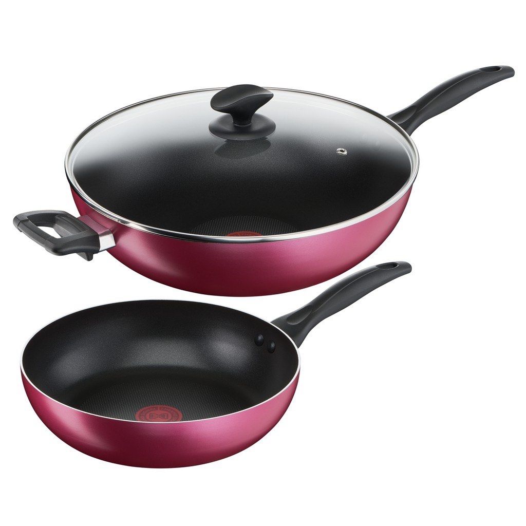 Tefal Frying Pan 26cm and wok pan 32cm with lid, Furniture & Home Living, Kitchenware ...
