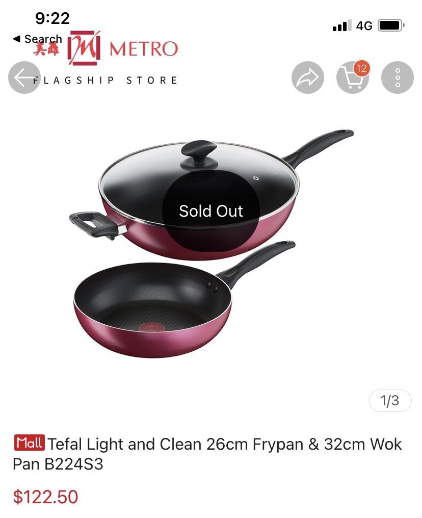 Tefal Frying Pan 26cm and wok pan 32cm with lid, Furniture & Home Living, Kitchenware ...