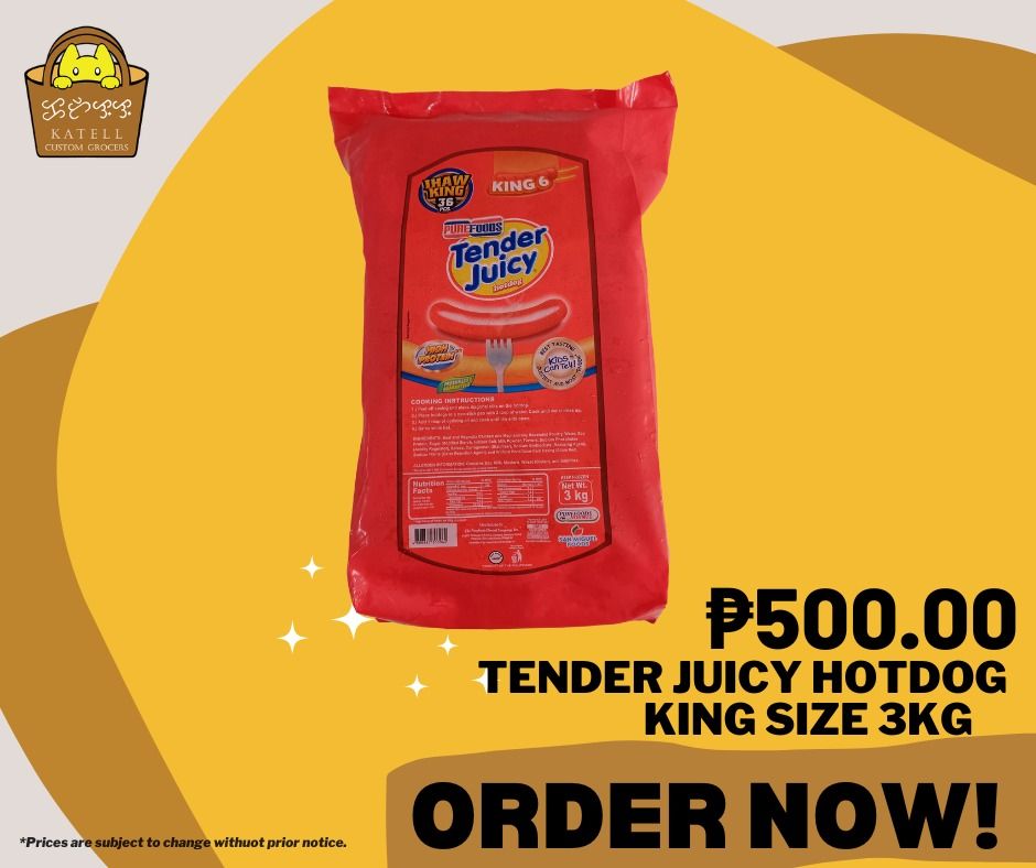 Tender Juicy Hotdog King Size 3kg, Food & Drinks, Chilled & Frozen Food ...