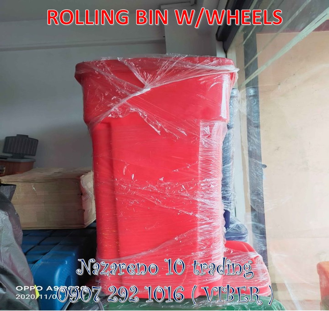 trash bin rolling bin w/wheels 296, Furniture & Home Living, Cleaning ...