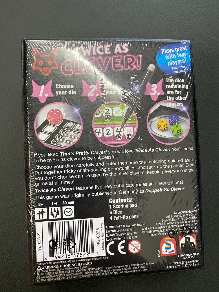 Twice As Clever AKA Doppelt So Clever Dice Game, Hobbies & Toys, Toys ...