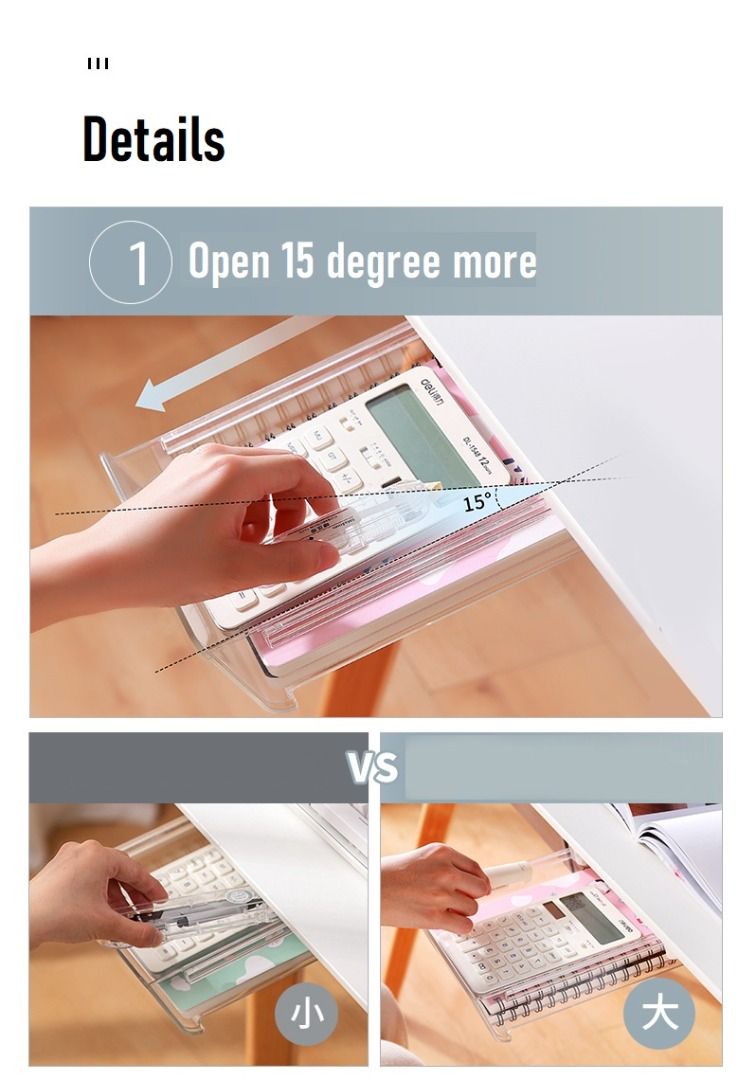 Under Desk Drawer Hidden Pull Out Storage Organizer Self Adhesive Under ...