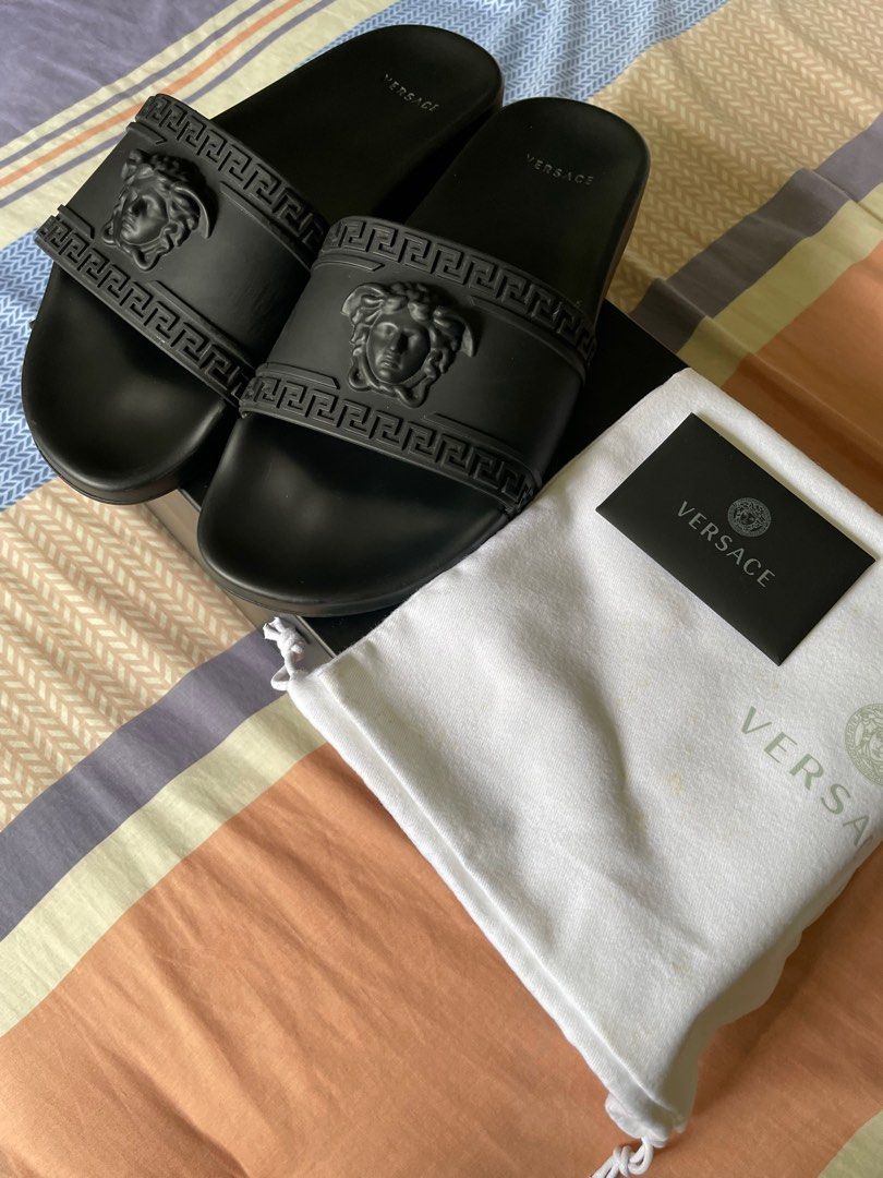 Versace Slides, Men's Fashion, Footwear, Flipflops and Slides on Carousell