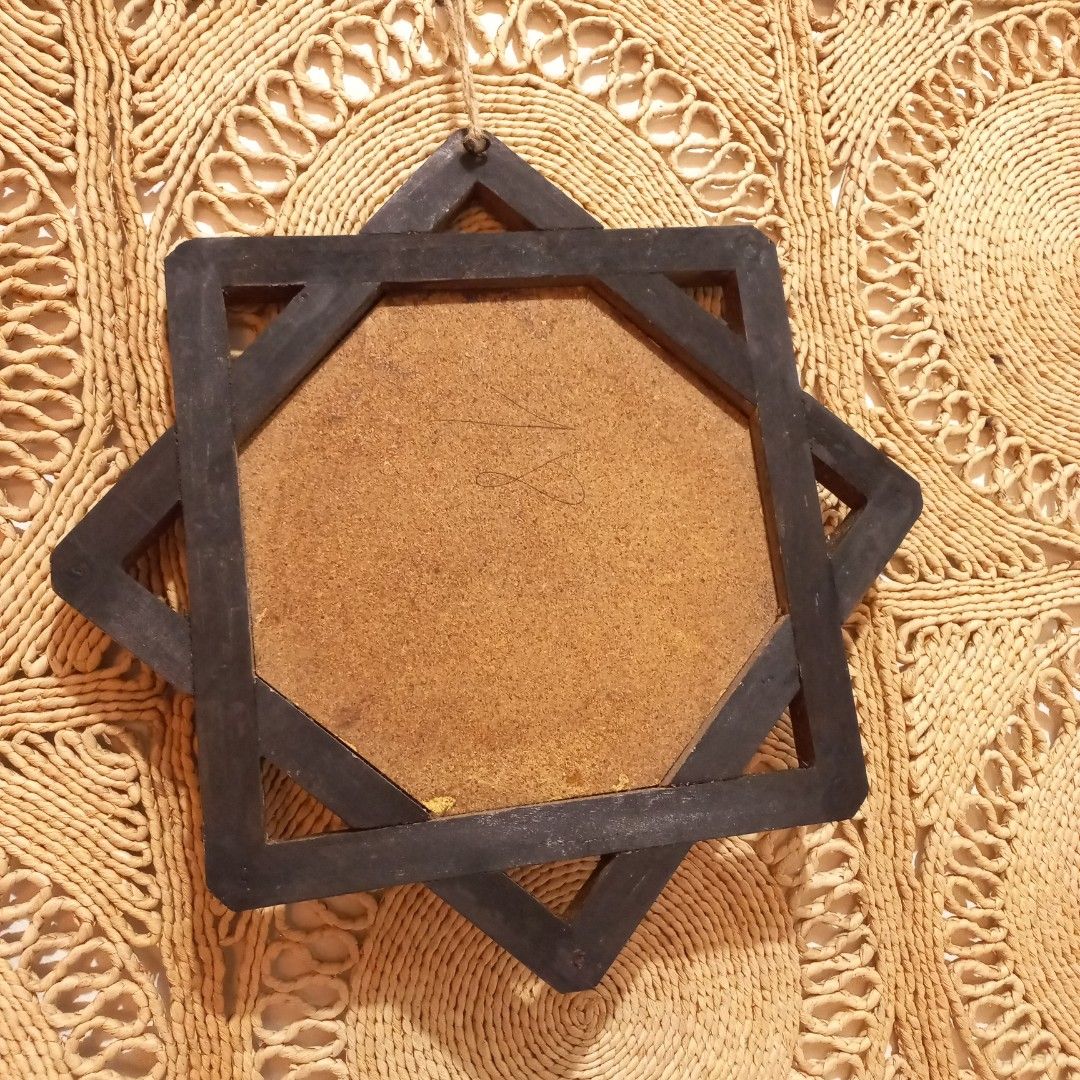 Vintage rare octagon wooden marquetry wall hanging decor, Hobbies ...