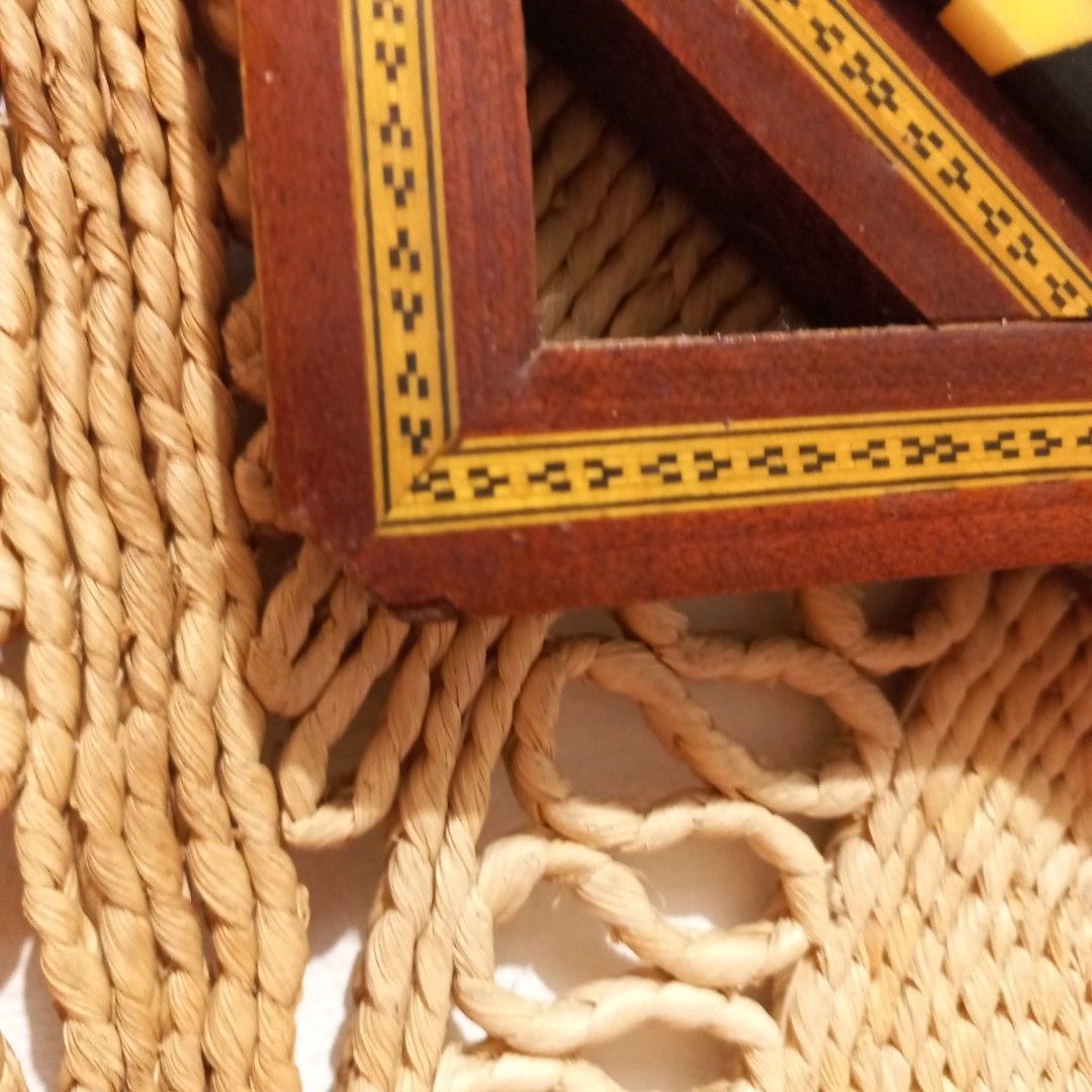 Vintage rare octagon wooden marquetry wall hanging decor, Hobbies ...