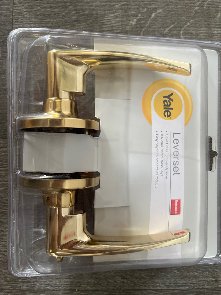 Yale entrance lever set GOLD VL5347 door handle lock, Furniture & Home ...