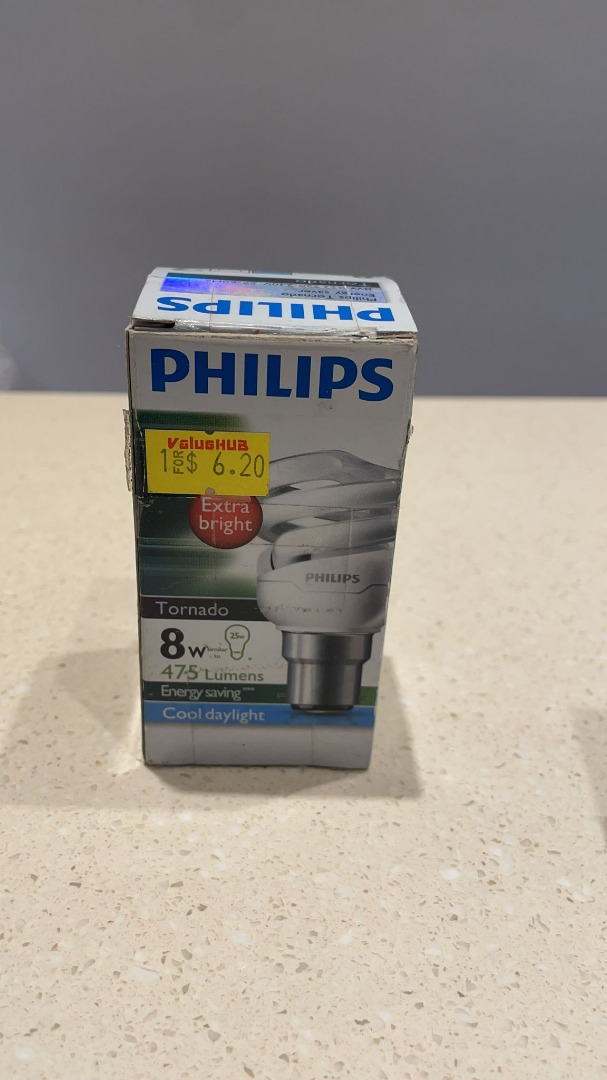1500) Philips TORNADO Bulb PHILIPS TORNADO Lights / PHILIPS 8W Screw Lights, B22 Pin Base, COOL ...