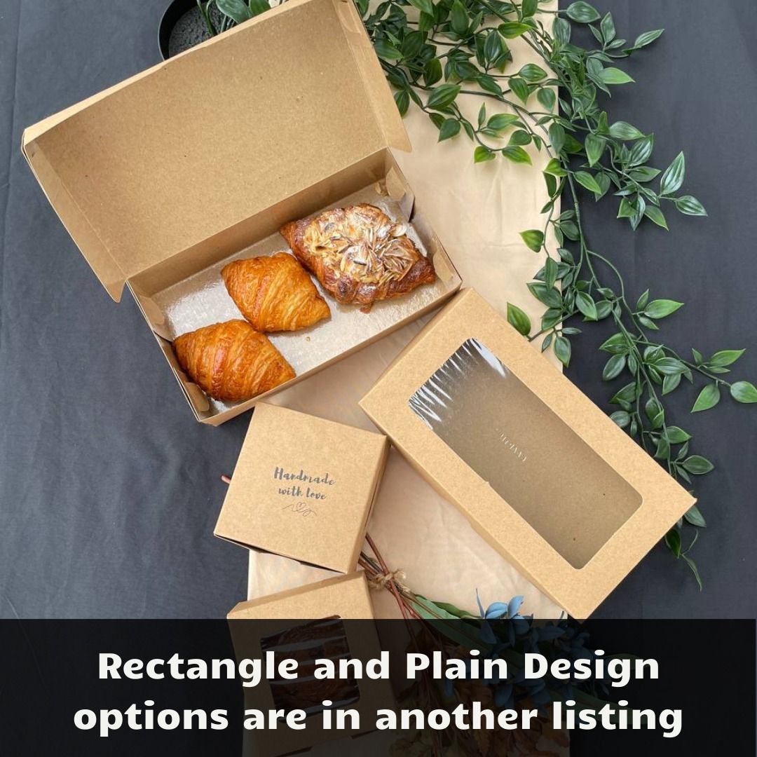 (5 sizes) Food Grade Kraft Window Square Box for Pastry Box | Kueh Kueh ...