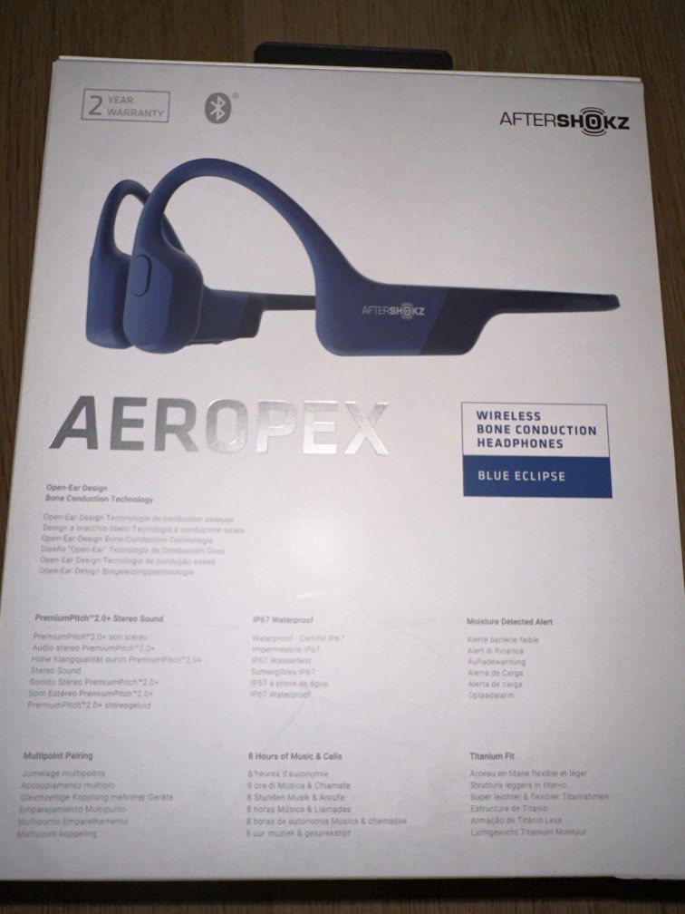 Aftershokz Aeropex wireless bone conduction headphones blue eclipse ...