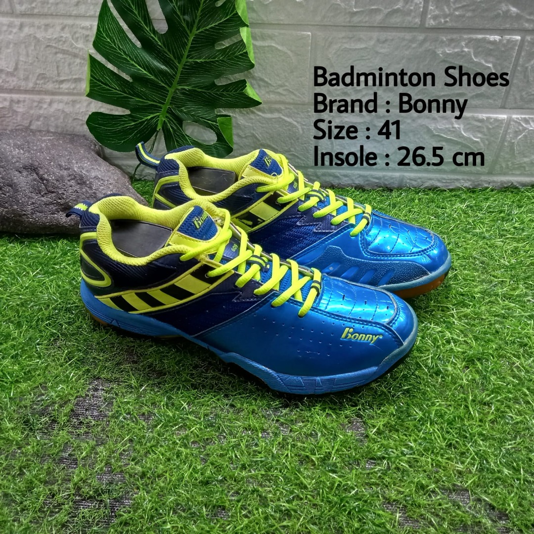 Badminton Shoes Bonny Mens Blue Green Ukuran 41, Fesyen Pria, Sepatu ...