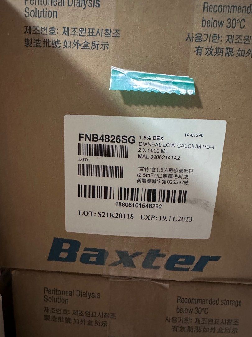 BAXTER Peritoneal Dialysis Solution, Health & Nutrition, Medical ...