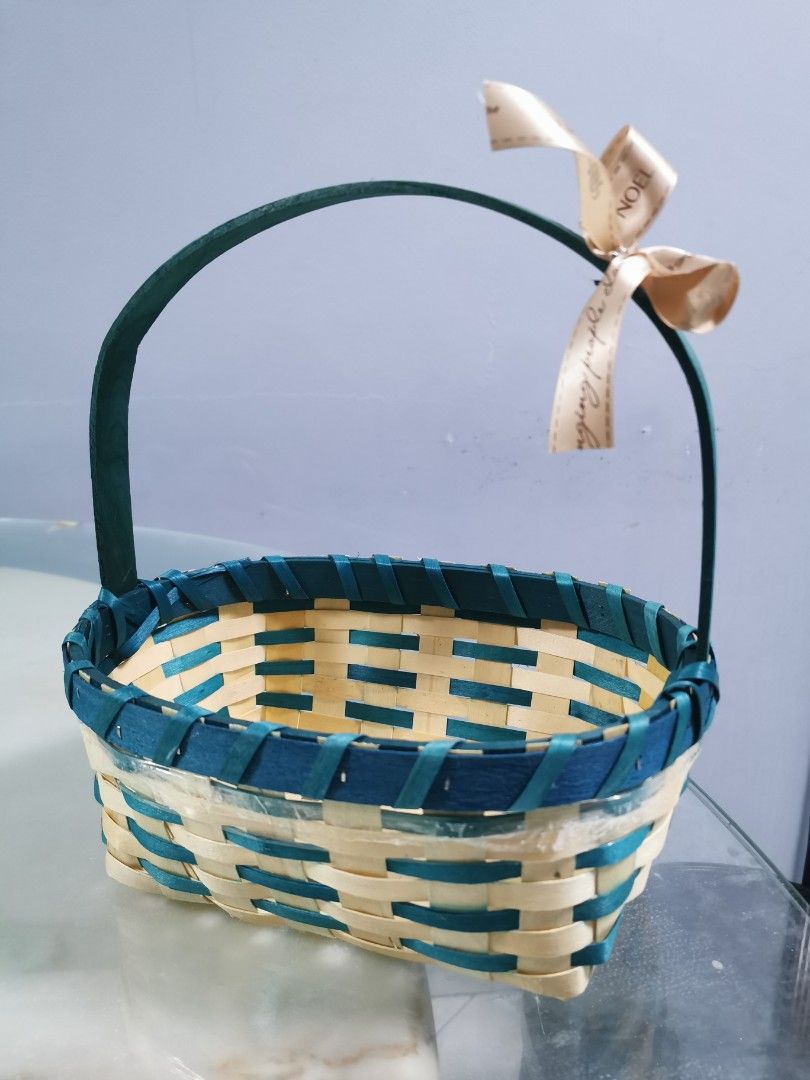 Blue rattan basket, Furniture & Home Living, Home Improvement ...