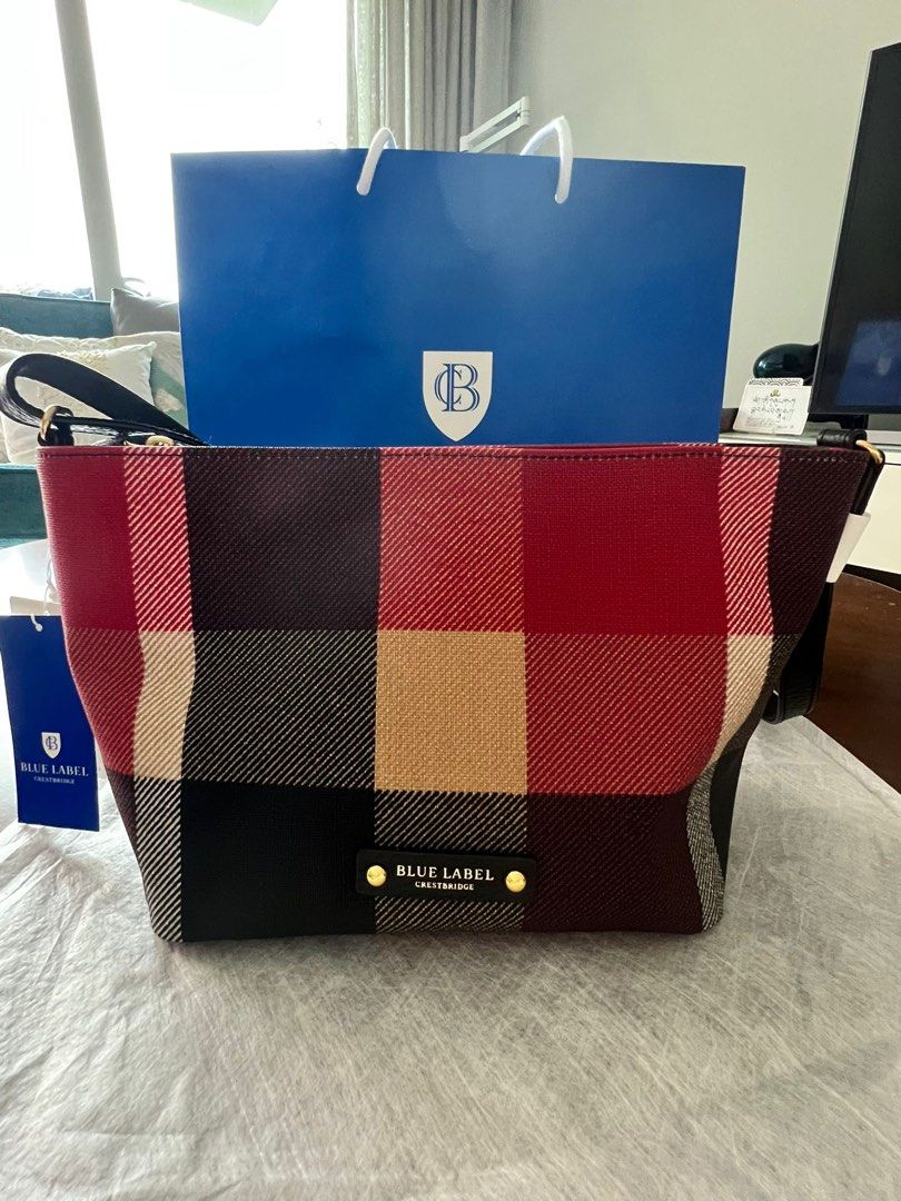 Brand New Burberry Blue label Red Checkered Crossbody sling bag ...