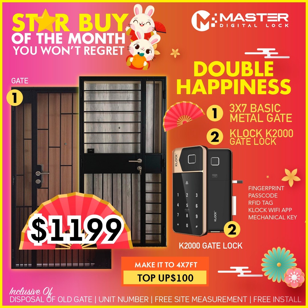 BUNDLE OF METAL GATE AND DIGITAL GATE LOCK KLOCK K2000. Installed by ...