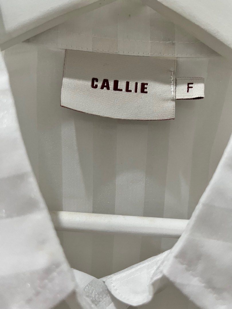 Callie White Outer Jacket/ Organza Jacket / Strip Putih Luaran Outer ...