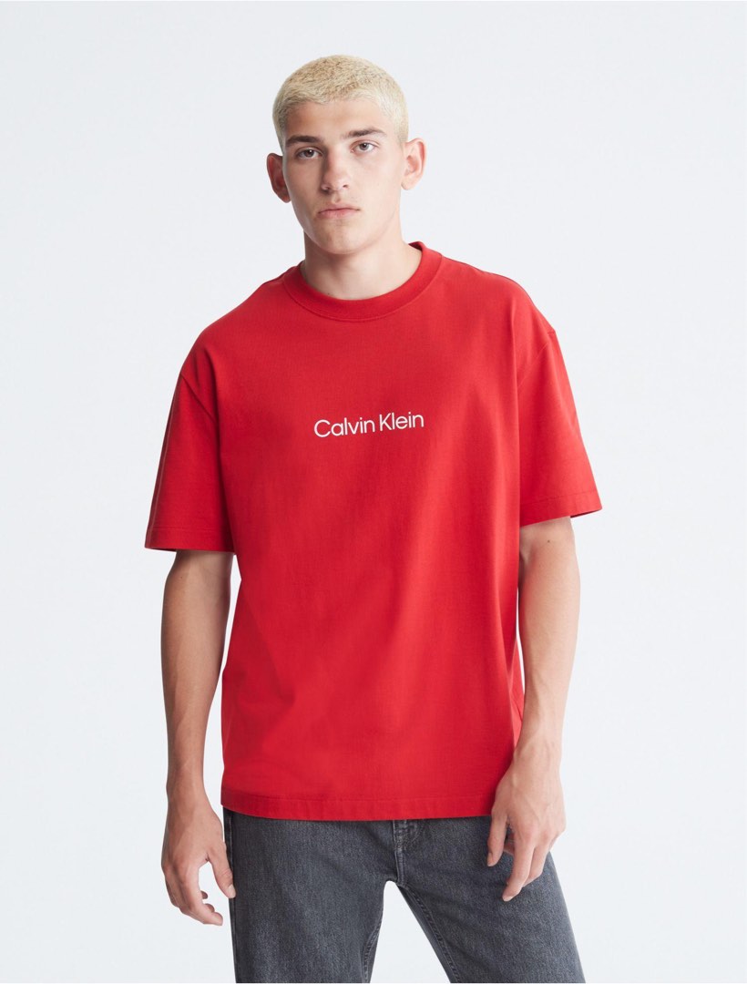 Calvin Klein Relaxed Fit Red T-Shirt, Men's Fashion, Tops & Sets ...