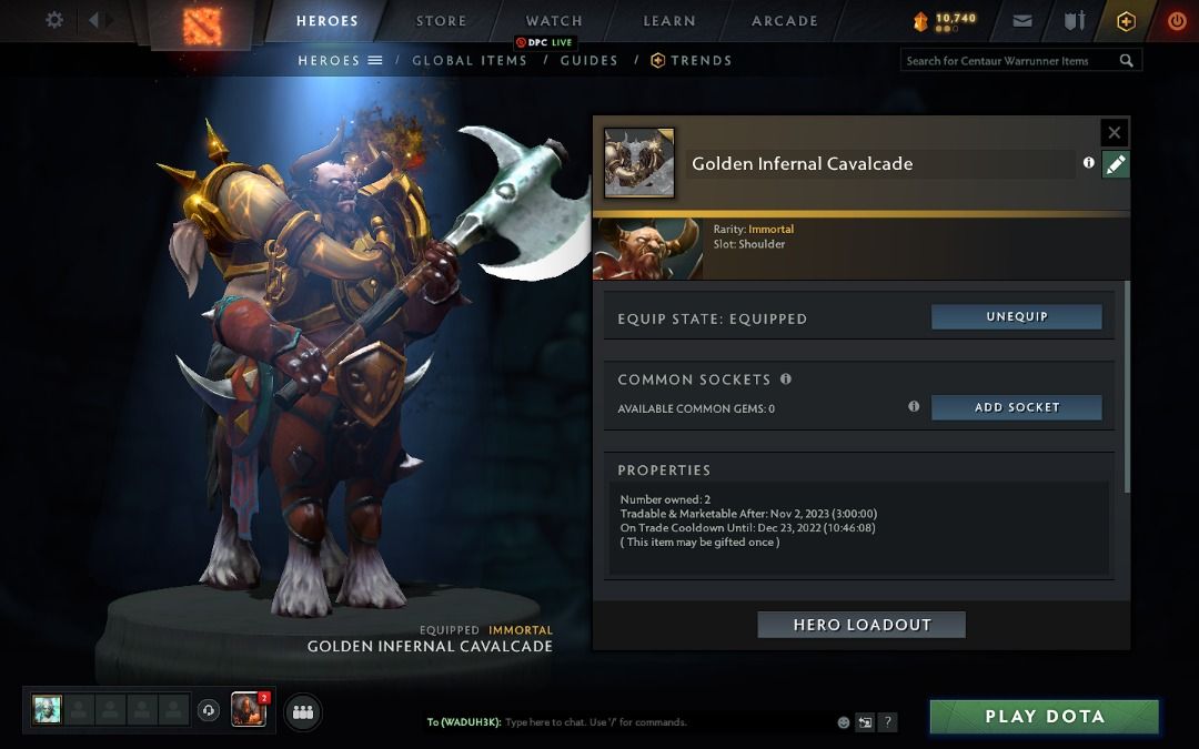 Centaur - Golden Infernal Cavalcade ( Very Rare ) - Immortal 2022 ...