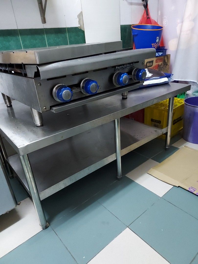 Commercial stove hob 4 ring burner cooker lpg gas with steel counter ...