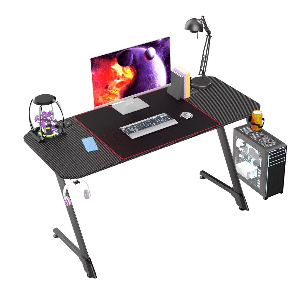 Computer Gaming Table Z Shaped Office Desk Study Table with Cable ...