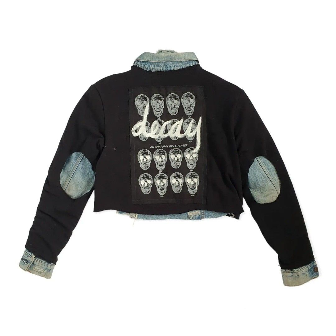 Decaying destroyed overlayed denim jacket, Women's Fashion, Coats ...